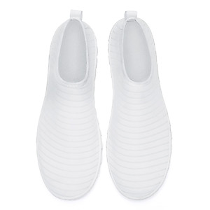 Racqua Men&Women Breathable Water Shoes Aqua Socks for Hiking Diving Surf Diving Sport Quick-Dry Pool Beach Swim Shoes White 10.5W/9.5M