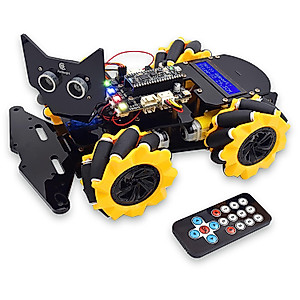 Adeept 4WD Omni-directional Mecanum Wheels Robotic Car Kit for ESP32-S3 | Banana Pi PicoW-S3 DIY STEM Remote Controlled Educational Robot Kit with LCD1602 Display, Python Code & PDF Tutorials