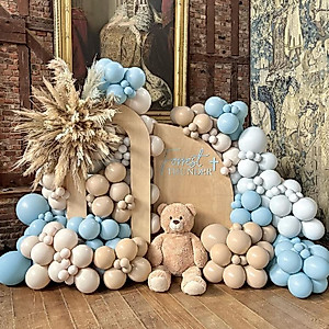 Double Stuffed Pastel Blue Balloon Garland Macaron Baby Blue Balloons Different Sizes 18/12/5 Inch Light Blue Latex Balloons Arch Kit For Gender Reveal Birthday Baby Shower Party Decorations