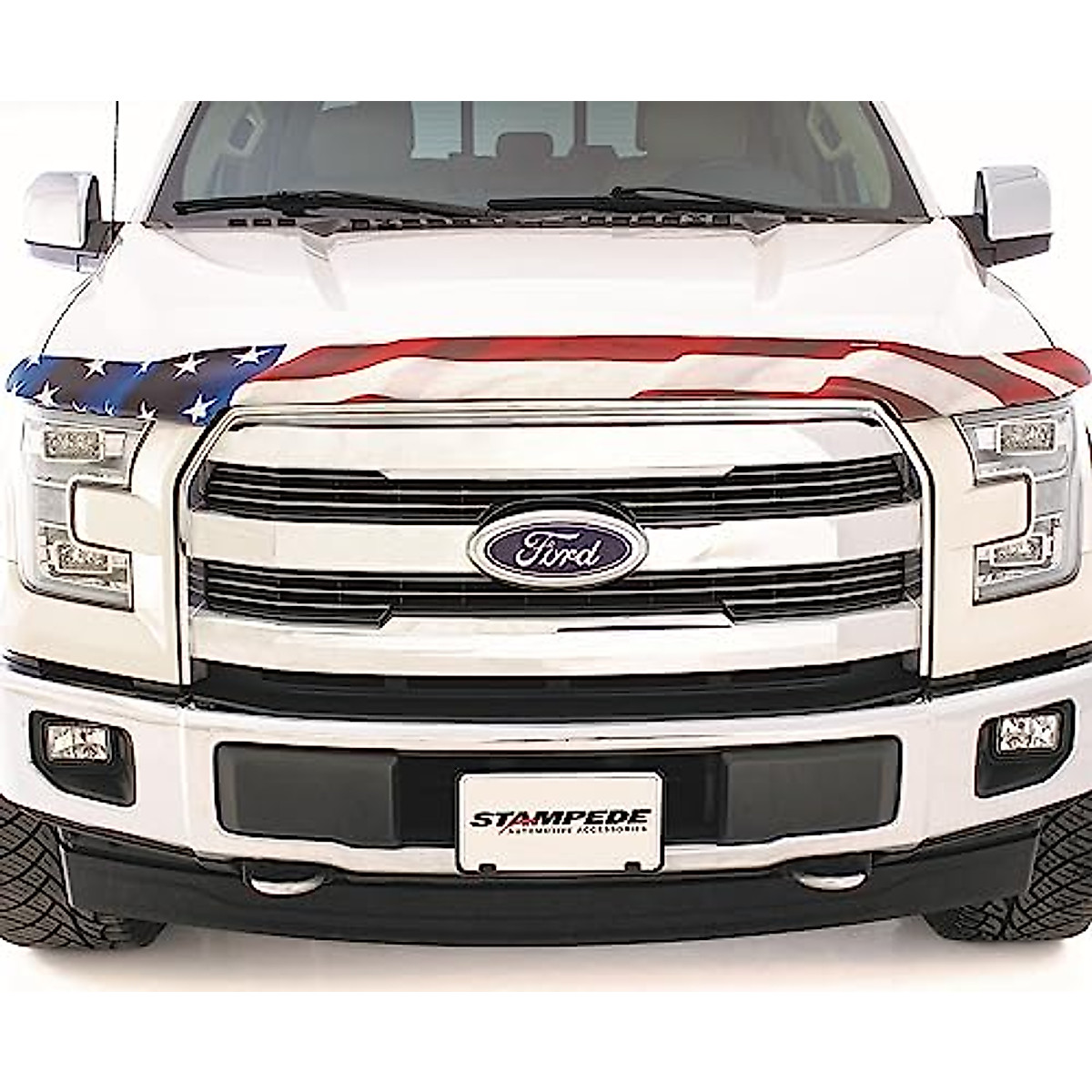 Stampede | Vigilante Hood Protector - High Profile / American Flag (no Eagle) | 2011-2016 Ford F-250 / F-350 / F-450 / F-550 Super Duty | 2150-41