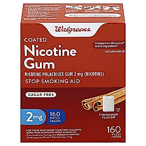 Walgreens Coated Nicotine Gum 2 mg, Cinnamon, 160 ea
