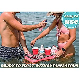 Polar Whale Floating Spa Hot Tub Bar Drink and Food Table Red and Black Refreshment Tray for Pool or Beach Party Float Lounge Durable Foam 7 Compartment UV Resistant