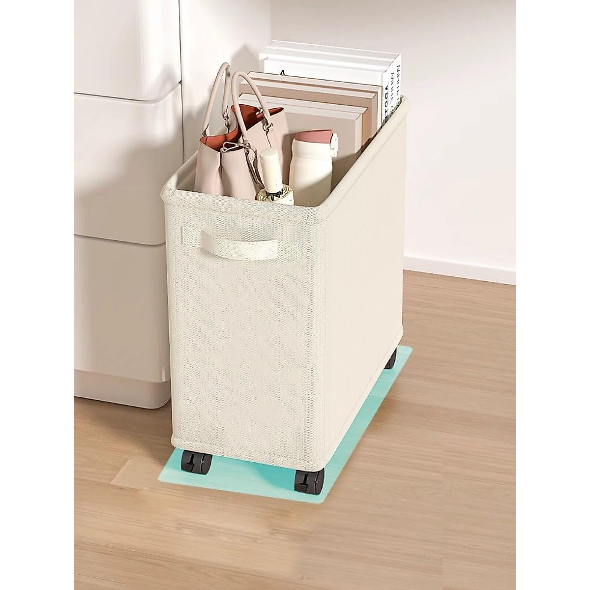 Under Desk Storage Basket For Work ,Mobile Rolling Cart ,Multipurpose Organizer, Storage Basket with Caster Wheels for Home Office School