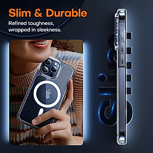 TAURI Magnetic Case for iPhone 15 Pro [Military Grade Drop Protection], Transparent Slim Fit for iPhone 15 Pro Case Mag-Safe-Clear