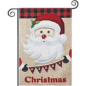 hogardeck Merry Christmas Garden Flags, Vertical Double Sided Burlap Yard Flag, Christmas Banner Outdoor Indoor Christmas Decorations