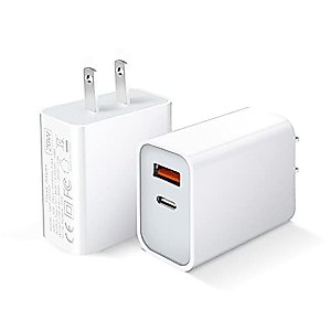 20W USB C Fast Charger 2-Pack Dual Port PD Power Delivery Fast Type C Charging Block Plug Adapter for iPhone 14/13/12/11 /Pro Max, XS/XR/X, iPad Pro, AirPods Pro, Samsung Galaxy and More(White)
