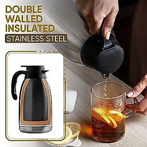 68Oz Thermal Coffee Carafe - Insulated Stainless Steel Double Walled Vacuum Flask - Coffee Carafes For Keeping Hot Coffee & Tea For 12 Hours - Cresimo Coffee Dispenser