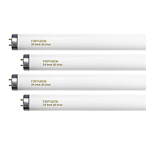 Konideke 24 Inch T12 Fluorescent Tube Light Bulb 20 Watt Cool White, F20T12/CW 4100K Replacement for F20T12/CW/ALTO, F20T12/CW/ECO, F20T12/SP41/ECO G13 Base 1200 Lumens 4 Counts