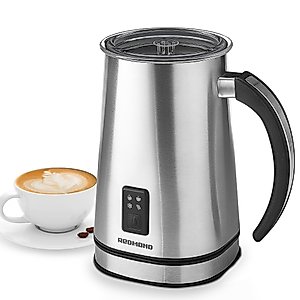 REDMOND Electric Milk Frother, 4-in-1 Detachable Milk Frother for Coffee Stainless Steel, 8.1oz/240ml Hot and Cold Foam, Milk Steamer for Latte, Cappuccino, Hot Chocolate
