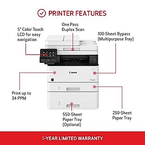 Canon imageCLASS MF451dw All-in-One Wireless Monochrome Laser Printer | Print, Copy, & Scan| 5" inch Color Touch LCD