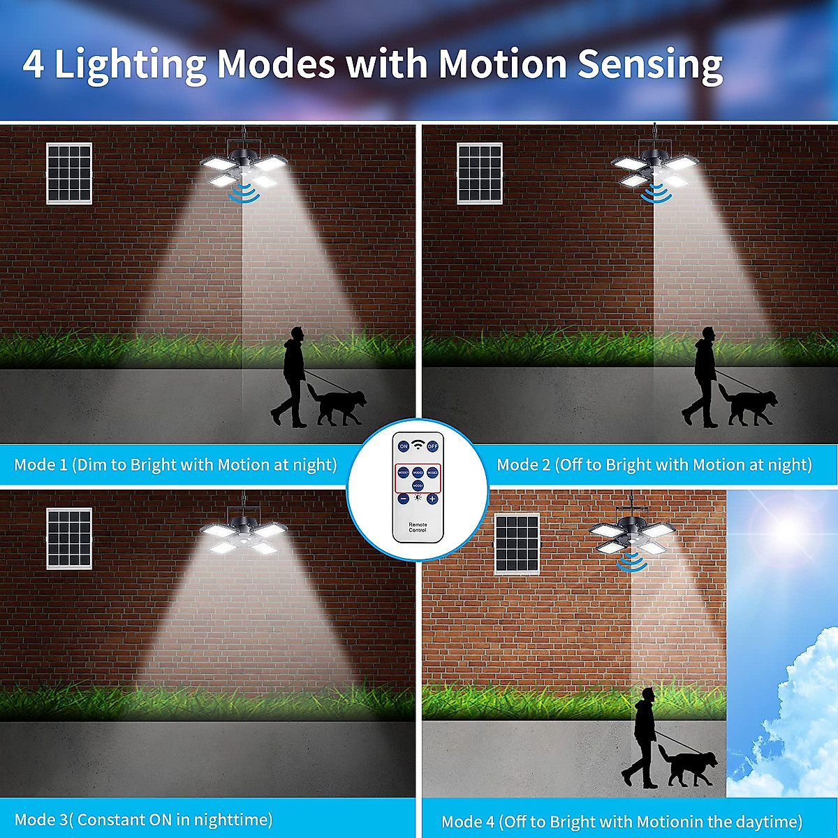 Aqonsie Solar Pendant Lights Outdoor Indoor, 1000LM Dual Head, 120° Adjustable Solar Motion Sensor Light with Remote & 4 Lighting Modes for Shed Gazebo Home Barn Chicken Coop Patio