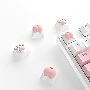 Custom 4 Pcs Cute Cat Claw and Butt Shape PBT&Silicone Keycaps Set Ergonomic OEM R4 Profile for 61/84/96/104 Key AKKO Gateron Kailh Cherry MX Cross Type Switch Mechanical Gaming Keyboard DIY(Pink-4)