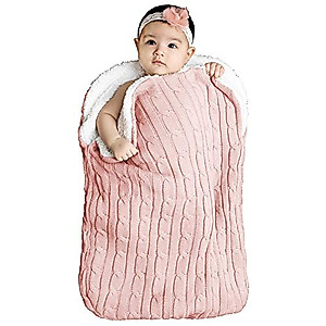 XMWEALTHY Baby Girls Boys Wrap Swaddle Blankets Newborn Infant Knit Plush Receiving Blankets Sleeping Sack Color Pink