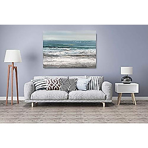 Yihui Arts Large Living Room Wall Arts Hand Painted Modern Abstract Seascape Canvas Oil Painting Ocean Beach Coastal Picture Artwork for Home Decor