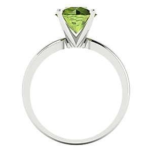Clara Pucci 2.0 ct Round Cut Solitaire Natural Peridot Engagement Wedding Bridal Promise Anniversary Ring in 18K White Gold Size 8