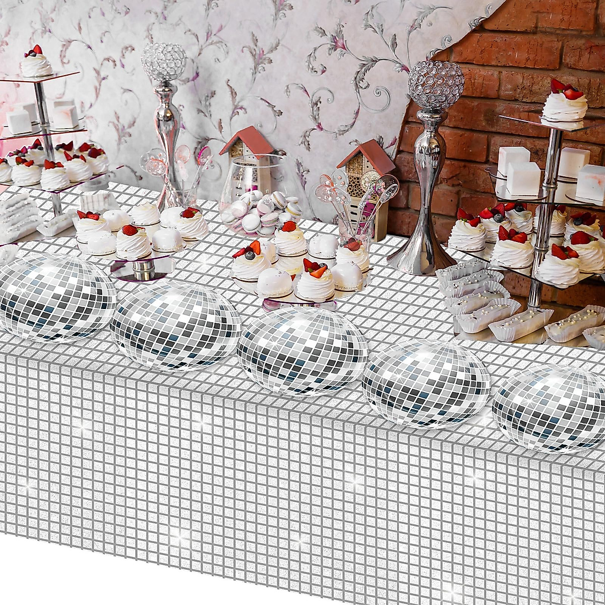 48 Pieces 7in 70s Disco Party Paper Plates for 70’s Party Supplies Gray and Blue Disco Ball Theme Dessert Plates for Birthday Baby Shower Boogie 1970s Disco Music 90s Bachelorette Party Decorations