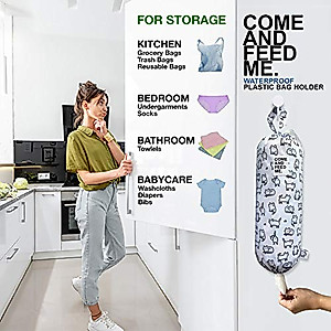 2pcs Waterproof Plastic Grocery Trash Bag Holder Shopping Carrier Holder Organizer Kitchen Storage Bag Dispenser Multiple Designs Sizes Cats
