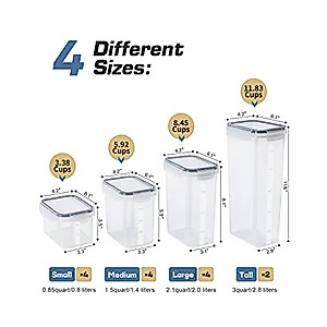 FreshKeeper 14PCS Airtight Food Storage Containers - 2PCS Cereal Containers Storage - Ideal for Cereal, Flour and Sugar Storage