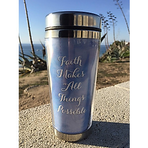 Shades of Color Travel Mug, Faith Makes All Things Possible, 7 x 7 inches (TM133)