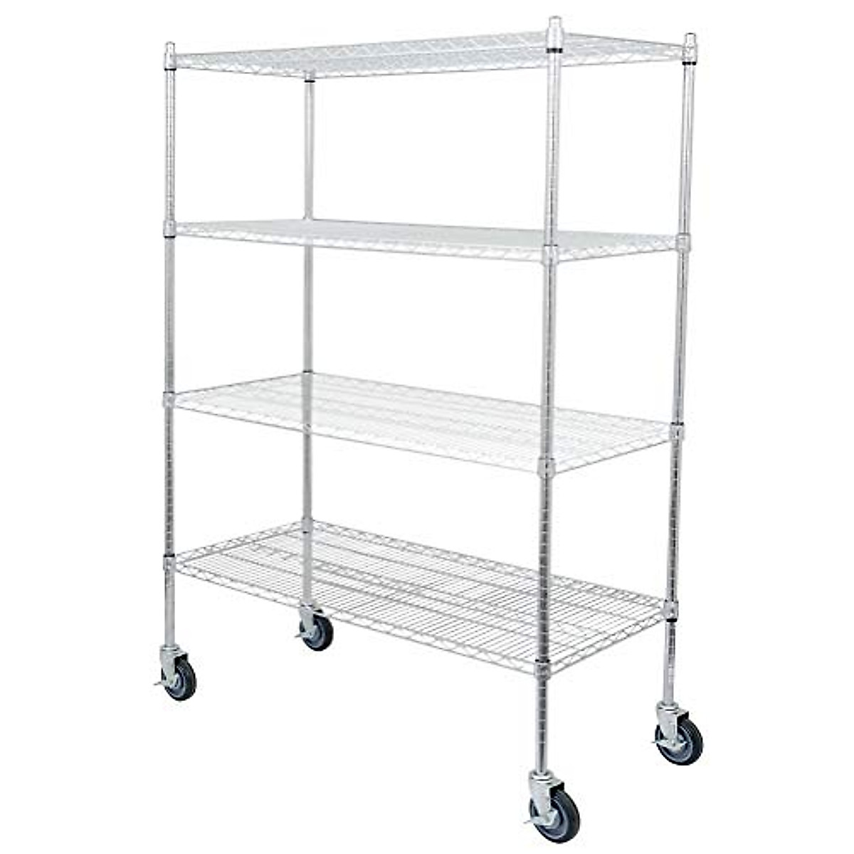 Regal Altair 14" Deep x 30" Wide x 92" High 4 Tier Chrome Wire Shelving Kit with 5" Wheels | NSF Commercial Storage Rack Unit