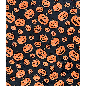 Serafina Home Halloween Throw Blanket: Spooky and Fun Jack's Family Pumpkin Print on Velvet Fleece for Sofa Bed Couch Chair Dorm