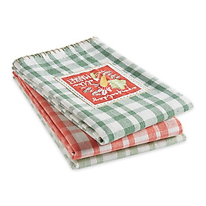 DII Farmer's Market Collection Machine Washable, Reusable Kitchen, Dishtowel Set, 18x28 Set, Plaid Patch, 3 Piece