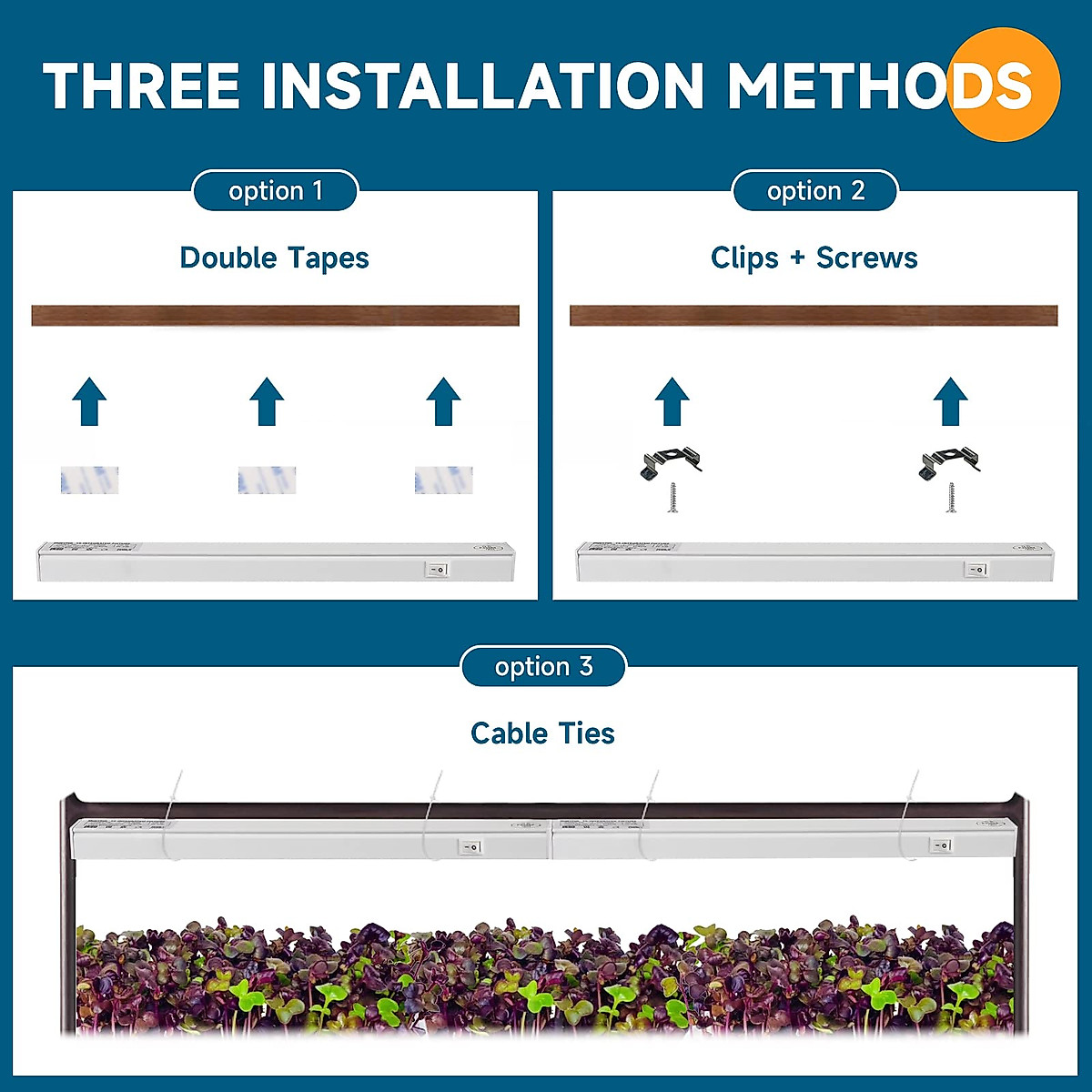 Barrina Grow Lights for Indoor Plants, 5000K White Full Spectrum Grow Light, 1ft Plant Growing Lamp, T5 Grow Light Strip, Plug and Play, 4-Pack