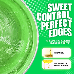 24 Hour Argan Oil Edge Tamer Refresh (8.25oz/ 250ml, Acai Berry) | Extreme Firm Hold, Smooths & Tames Frizz | No Flaking or Drying | High Shine, Long Lasting, All Hair Types, Styling Gel.