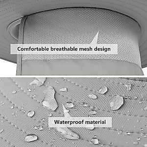 LCZTN Mens UPF 50+ Sun Protection Safari Cap Wide Brim Fishing Hiking Hat with Neck Flap for Garden Work (2 Pack-Light Grey＆Light Grey)