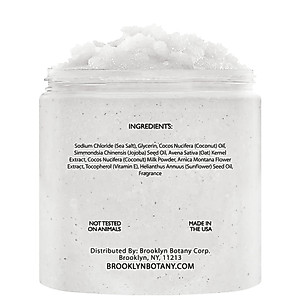 Brooklyn Botany Dead Sea Salt and Coconut Milk Body Scrub - Moisturizing and Exfoliating Body, Face, Hand, Foot Scrub - Fights Stretch Marks, Fine Lines, Wrinkles - Great Gifts for Women & Men - 10 oz