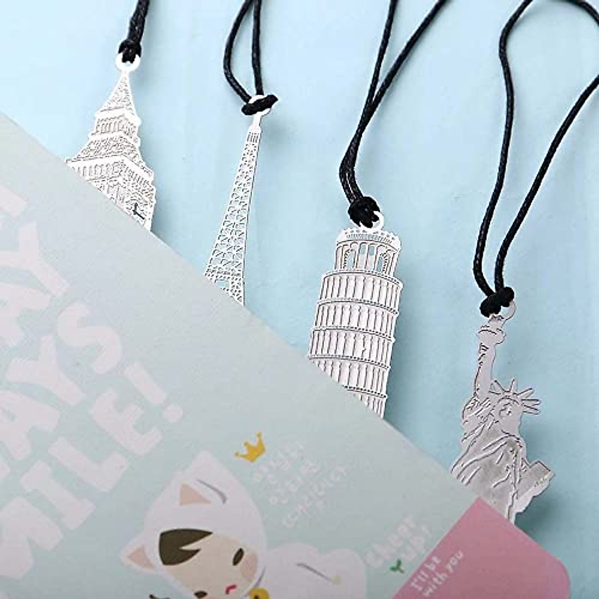 BYBYCD London Eiffel Tower Statue of Liberty Mark Page Metal Bookmark Stationery School Office Supply(Eiffel Tower)