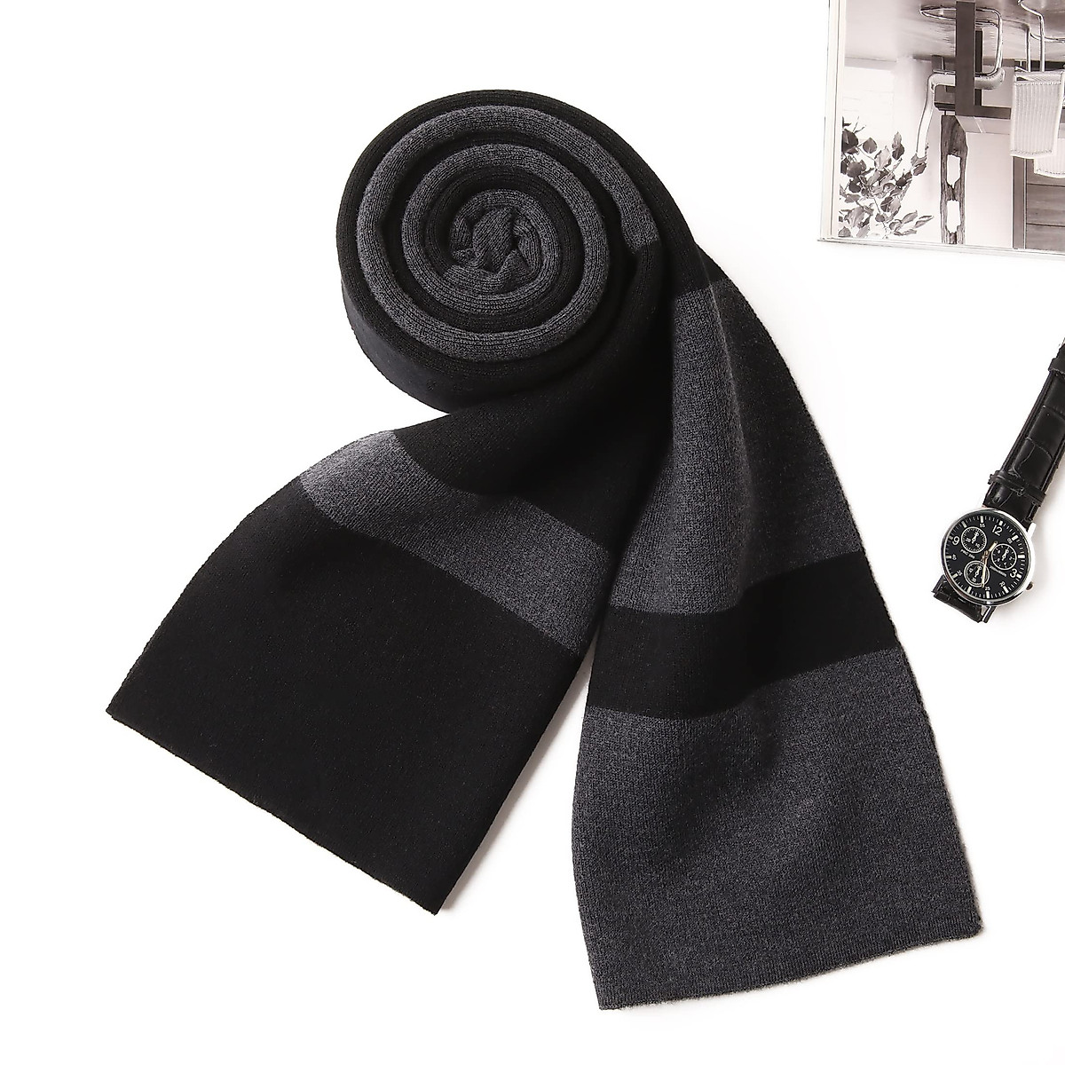 LanHong Men Winter Cashmere Scarf Wool Soft Warm Knitted Casual Scarves for Men