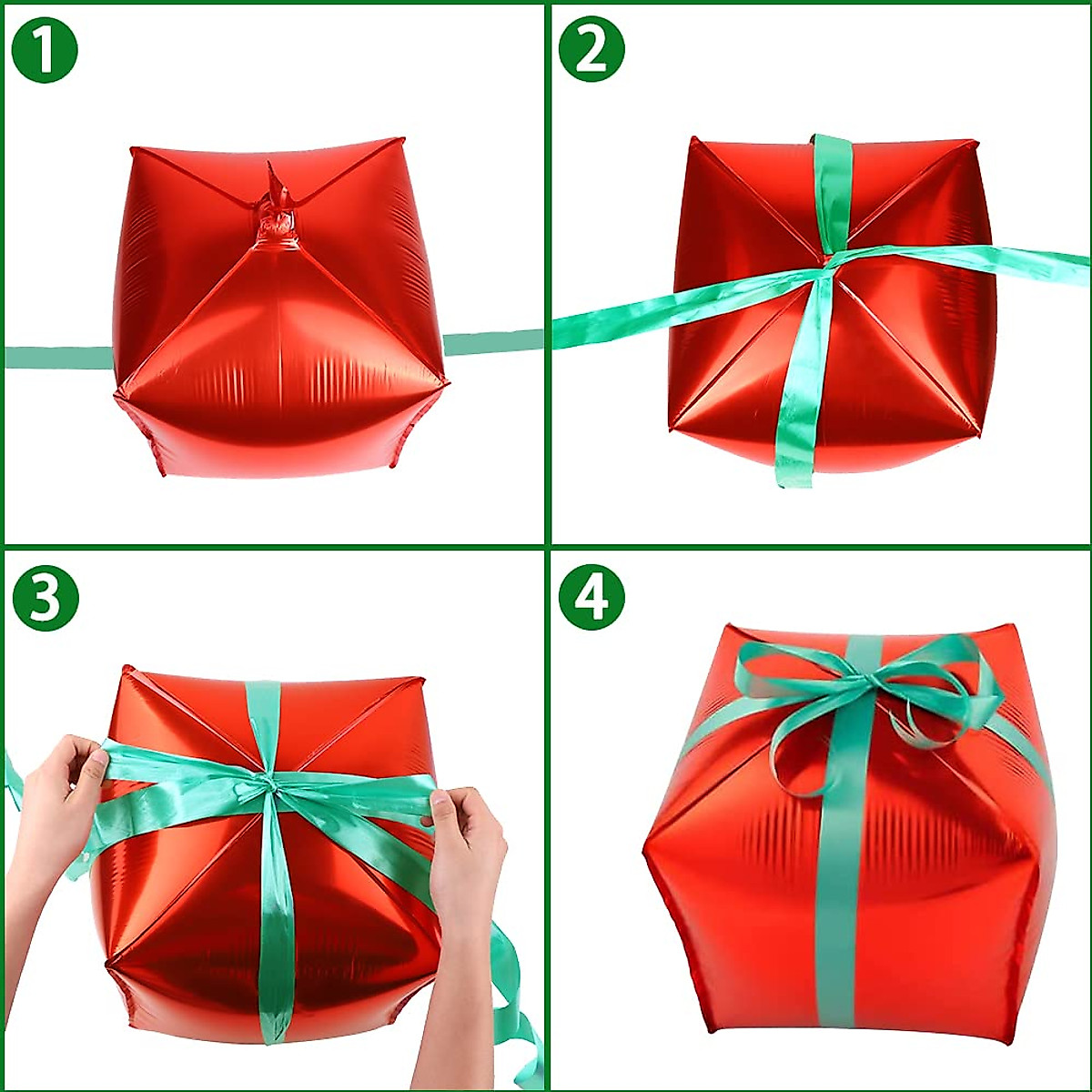 YUJUN 30Pcs Christmas Balloons Decoration Set, Candy Cane Gift Box Mylar Foil Balloons for Christmas New Year Candies Xmas Theme Party Decorations