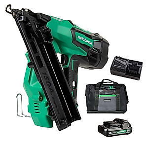 Metabo HPT 18V MultiVolt™ Angled Cordless Finish Nailer Kit, 15 Gauge, 1-1/4" up to 2-1/2" Angled Finish Nails, (1) 18V 2.0Ah Lithium Ion Battery, Charger, Bag, Lifetime Tool Warranty, NT1865DMAST