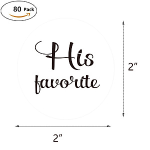 80-Pack- 2” White his Favorite & her Favorite Wedding Stickers, Wedding Favor Stickers Labels