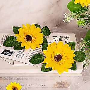 N&T NIETING Artificial Sunflowers, 20Pcs Fake Silk Sunflower Heads with Stems for DIY Crafts Wedding Party Home Garden Decorations