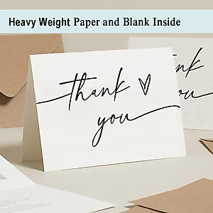 Thank You Cards with Envelopes 4 x 6, Minimalistic Design, Thank You Notes with Envelopes Set for Baby Shower, Wedding, Small Bussiness, Graduation,Bridal Shower,Bulk Pack of 30 (White)