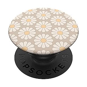 Tan - Daisy Floral Flower Design PopSockets Swappable PopGrip