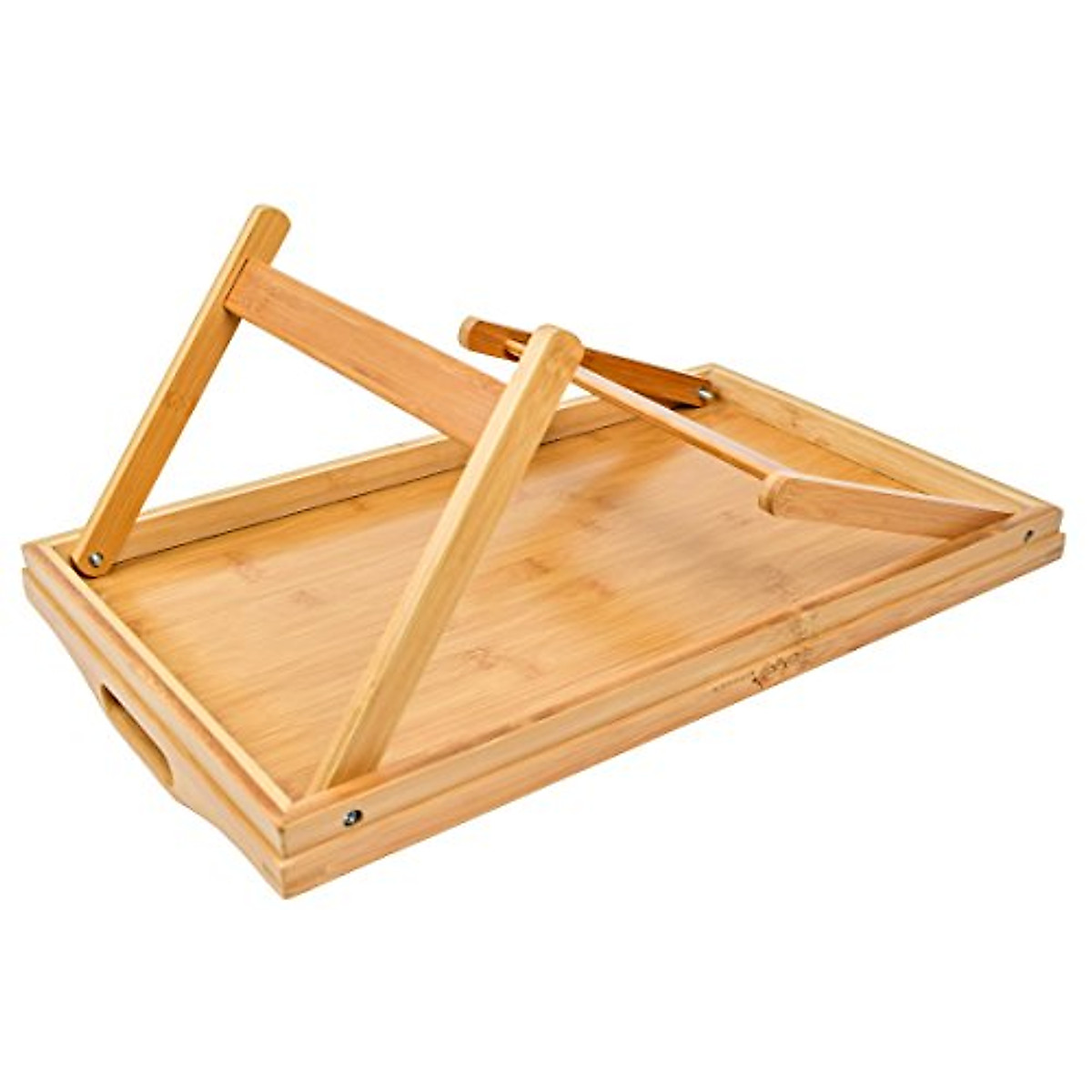 Kozy Kitchen Foldable Breakfast Tray- Large Organic Bamboo Folding Serving Tray- Laptop Desk, Bed Table, Lap Desk| 100% Natural and Eco-Friendly Tray with Handles and Legs