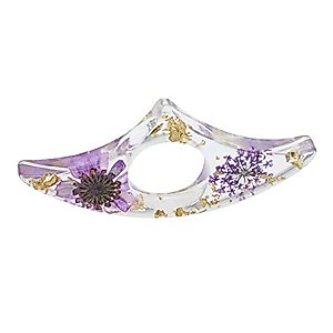 FarBoat Resin Dried Flower Thumb Support for Reading Aid Natural Style Bookmark Page Marker (Fan Shape Purple)