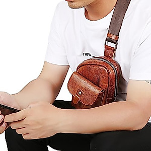 GZRHKJ Crossbody Bags for Women Men, Genuine Leather Small Sling Bag for Women Men，Handmade Chest Bag Shoulder Backpack——Brown
