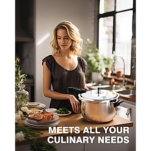 WantJoin Stainless Steel Pressure Cooker(Non-Aluminum),10 Quart Induction Compatible Pressure Cooker with Spring Valve Safeguard Devices,Compatible with Gas & Induction Cooker