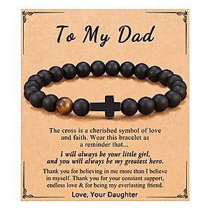 ORISPRE Gifts for Dad from Daughter Best Dad Ever Gifts Valentines Birthday for Daddy Father of the Bride Cross Bracelet for Men