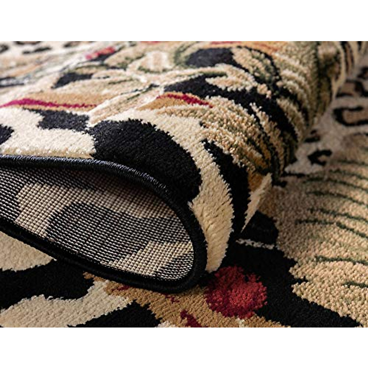 Unique Loom Wildlife Collection Animal Inspired with Cheetah Bordered Design Area Rug, 7 ft x 10 ft, Ivory/Black