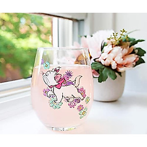 Disney The Aristocats Marie Walking Teardrop Stemless Wine Glass | Holds 20 Ounces