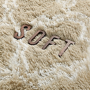 Hutha 8x10 Shag Large Area Rugs for Living Room, Beige and White Modern Super Soft Bedroom Carpet, Moroccan Luxury Geometric Plush Fluffy Rug for Kids Nursery Girls Room Indoor Home Decor
