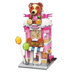 PeachLeaf Building Blocks Toys for Girls Teddy Theme Store Pink Building Toy Store Bricks Toys STEM Toys Creative Construction Play Set Christmas Birthday Gifts for Girls Age 6-12 and Up (281 Pieces)