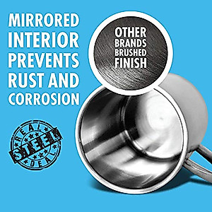 Stainless Steel Double Walled Mugs: 100% BPA Free,15 oz Metal Coffee & Tea Cup Mug - Insulated Cups with Handles Keep Drinks Hot or Cold Longer - Durable for Camping - Set of 2 Shatter Proof Mugs