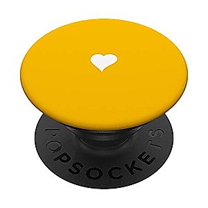 Cute Hand Drawn White Heart - Yellow Minimalist Love symbol PopSockets PopGrip: Swappable Grip for Phones & Tablets