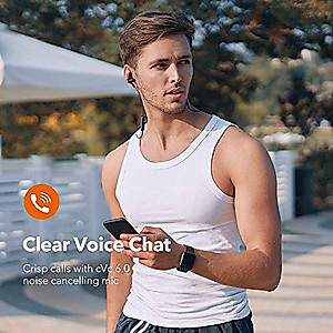 Wireless Bluetooth Headphones, Ipx5 Waterproof Wireless Earbuds, Cvc6.0 Noise Canceling Headphones with Microphone, Suitable for Outdoor, Running, Gym -X5/Black